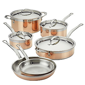 Hestan - CopperBond Collection - 100% Pure Copper 10-Piece Ultimate Cookware Set, Induction Cooktop Compatible