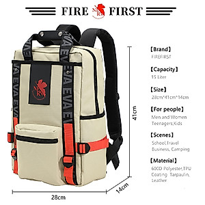 FIREFIRST Evangelion Travel Laptop Backpack,Ruck Sack With Symbol Tag，Water Resistant College School Daypack