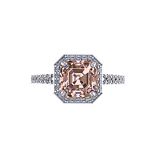 NANA Jewels 2ct Pure Brilliance Zirconia Halo Engagement Ring-Asscher Cut-Morganite-7.5