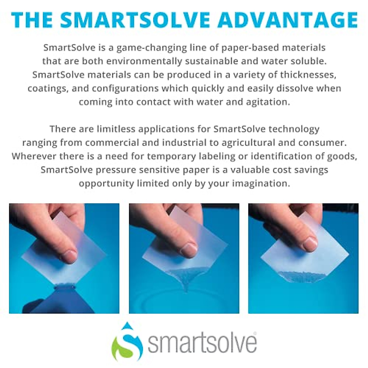 SmartSolve 3 pt. Water-Soluble Paper, White, IT118698, Dissolves Quickly In Water, Biodegradable, Printer Compatible, Crafts, Drawing, Notes, Letter Size, 8.5” x 11”, Pack Of 10 Sheets