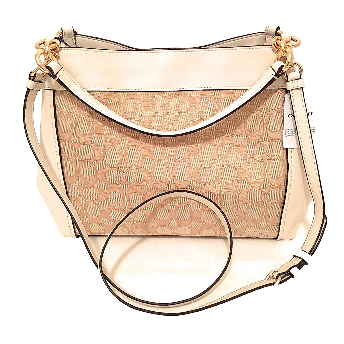 Coach 29548 Small Lexy Jacquard Shoulder Bag handbag Light, Khaki Chalk 2