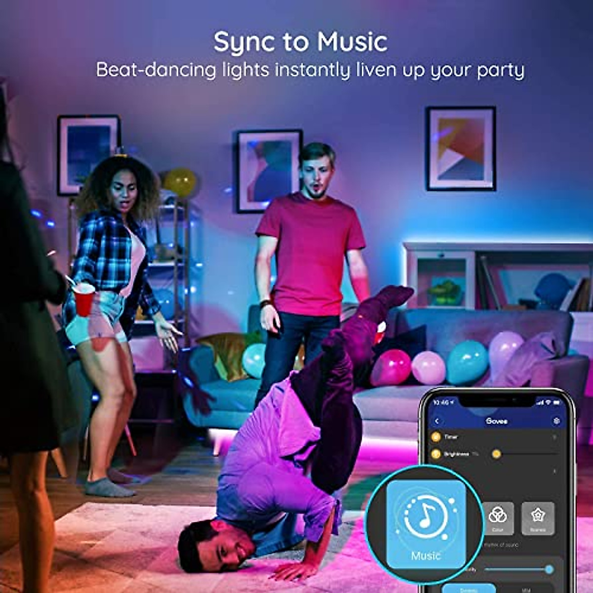 Govee 65.6ft Alexa LED Strip Lights, Smart WiFi RGB Rope Light Works with Alexa Google Assistant, Remote App Control Lighting Kit, Music Sync Color Changing Lights for Bedroom, Living Room, Kitchen