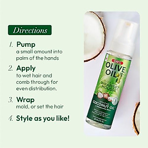 ORS Olive Oil Hold & Shine Wrap Set Mousse Infused with Coconut Oil for Restorative Shine 7 Ounce (Pack of 3)