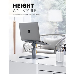 Lamicall Laptop Stand, Swivel Computer Holder Multi-Angle Height Adjustable, Ergonomic 360 Rotating Notebook Desk Riser, Compatible with 10-17" Laptop, Such as MacBook Air Pro, Dell XPS, HP, Gray