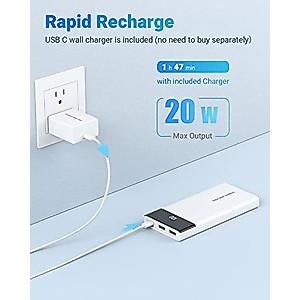 POWERADD PRO Portable Charger 10000mAh PD 20W Fast Charge Power Bank 2 Inputs 3 Outputs External Battery Pack Bundle with 20W USB C Wall Charger Compatible with iPhone 14 13 iPad Samsung Pixel.