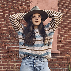 Lion Brand Hue + Me Yarn for Knitting, Crocheting, and Crafting, Bulky and Thick, Soft Acrylic and Wool Yarn, Saffron (3-Pack)