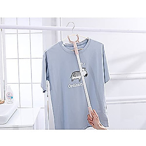 Long Reach Stick for Hanging Clothes Long Reach Closet Pole Telescoping Closet Pole Extending Closet Hook Pole with Utility Hook (Light Pink)