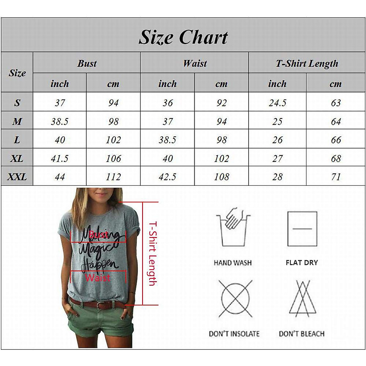 Making Magic Happen Shirt Women Short Sleeve Cute Funny Vacation Tee T-Shirt M Pink