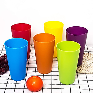 KOXIN-KARLU Unbreakable 32-ounce Plastic Restaurant-Style Beverage Tumblers Ice Tea Glasses | set of 12 in Multicolor