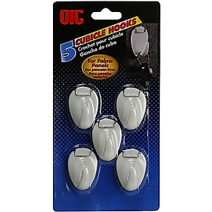 Officemate Cubicle Hooks, White, Set of 5 (30180)