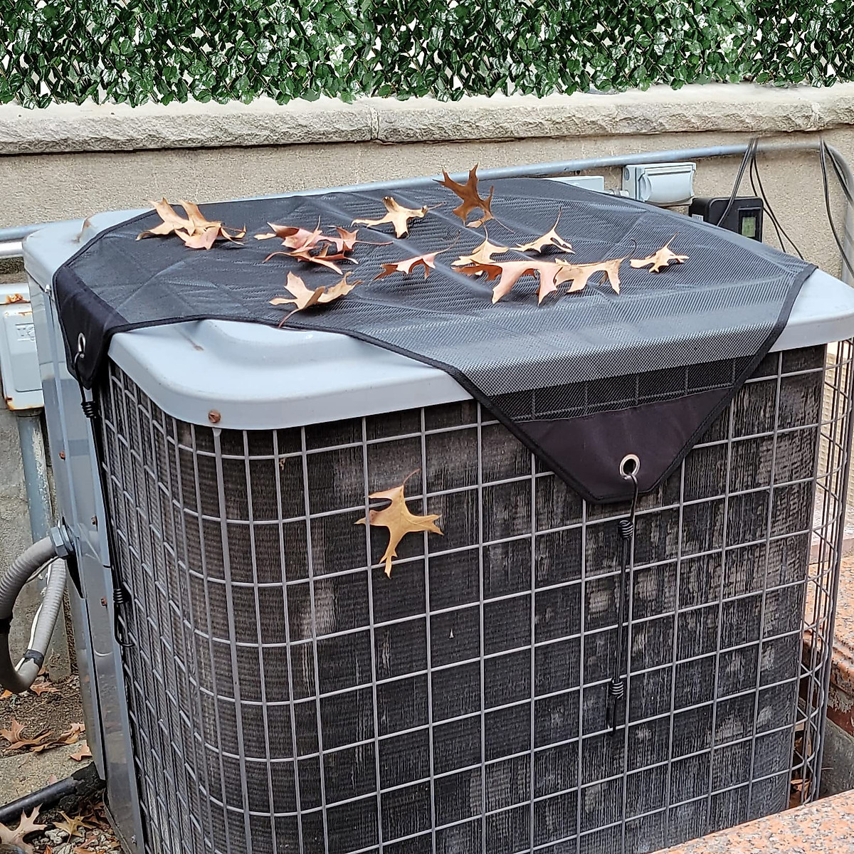 Air Conditioner Covers for Outside Units Central Top Universal Mesh Outdoor AC Unit Defender Heat Pump Conditioning Cover (32 x 32 inch), Black