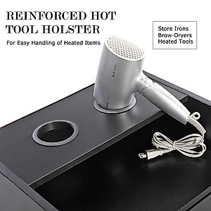 Beauty Salon Station with Drawers, Salon Rolling Cart, Barber Organizer with Wheels, Hair Stylist Equipment Makeup Spa Cart, Hairdryer Holder, Black