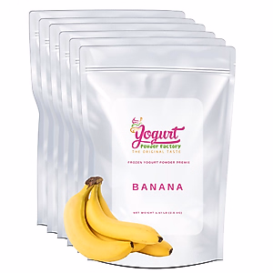 Yogurt Powder Factory Banana Frozen Yogurt Mix – 6 Count 4.4lb Bag Non-Gluten Low Fat Yogurt Powder for Soft Serve Machine – Delicious Ice Cream Mix Ideal for Desserts, Smoothies – Easy Preparation