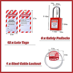 RealPlus Electrical Lockout Tagout Kit - Safety Padlocks, Gate Valve Lock, Ball Valve Lockout Device, Circuit Breaker Lockout, Hasp, Plug Lock, Cable Lockout, Loto Tags Set