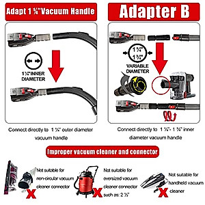 Portek Dog Hair Brush Vacuum Attachment for Most Vacuums, Pet Shedding Grooming Tool, Great for Dog Undercoat Removal, Deshedding Groomer, Extension Hose with Universal Adapters