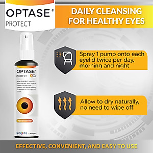 Optase Protect Eyelid Cleansing Spray - Hypochlorous Acid Spray for Daily Protection - Soothing for Dry Eye, Blepharitis, and Stye Treatment - Hypochlorous Acid Eyelid Cleanser - 100 ml