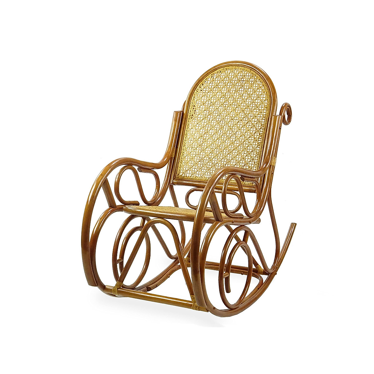 Wickerix Milano Rocking Chair, Natural Rattan Wicker Handmade, ECO, Colonial Color