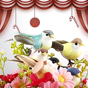 Takefuns 12 Pcs Artificial Foam Feather Bird, Mini Sparrow Birds Clip on Christmas Tree Ornaments, DIY Craft for Wedding Home Garden Party Decoration