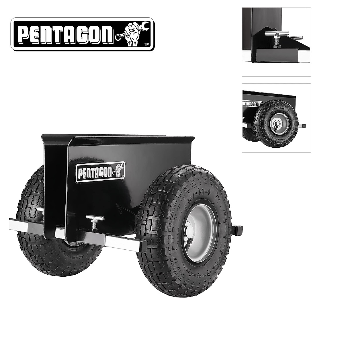 Drywall Cart - Lumber, Wood Paneling, and Plywood Carrier Holds up to 600lbs - Door Dolly with 10-inch Inflatable Wheels by Pentagon Tools (Black)