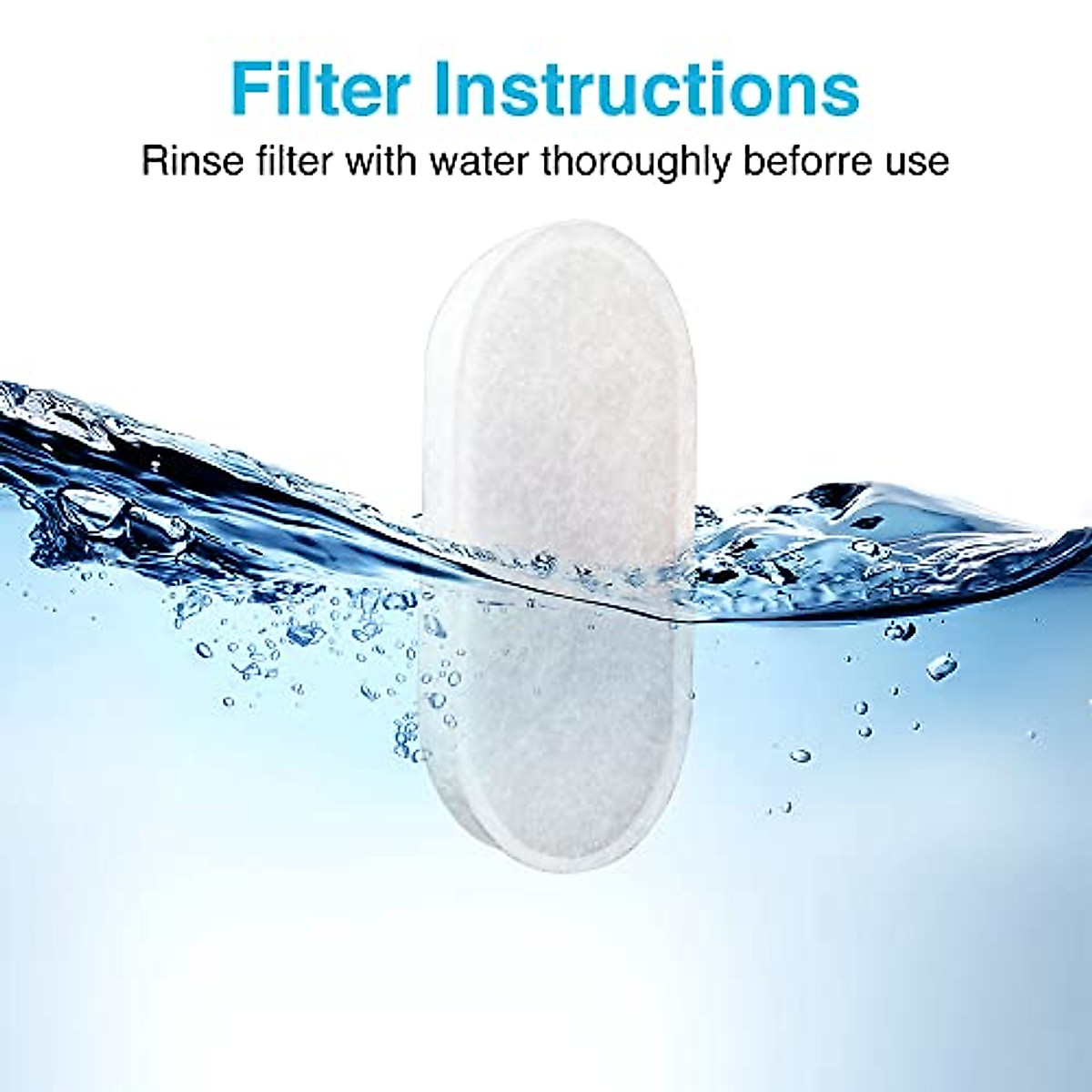 EOX 12 Packs Cat Water Fountain Filter Replacement & Pre-Filter Sponges for Stainless Steel 108oz/3.2L & 67oz/2L Adjustable Water Flow Pet Fountain, Replacement Filters for Pet Drinking Fountian