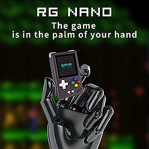 RG Nano Retro Handheld Game Console , Aluminum Alloy CNC Support Clock , Music Player Function 1.54 Inch IPS Screen 64G TF Card 5405 Games with Portable Bag (Purple)