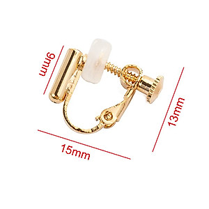 Golden Clip on Earring converters with Silicon Earring Pads, 16pcs Hypoallergenic Round Flat Back Tray Earring Clips Easy Open Loop DIY Earring Making for Women Men Girls Non-Pierced Ears