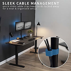 VIVO Dual 13 to 27 inch LED LCD Monitor Free-Standing Desk Stand, Holds 2 Screens, Heavy-Duty Fully Adjustable Arms with Max VESA 100x100mm, Extra Tall 40 inch Pole, Black, STAND-V012F