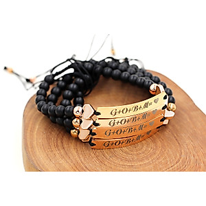 Handmade Black Matte Onyx Beads Personalized Name Bracelets for Women with Rose Gold Plated Stainless Steel Custom Name Plate Y1451