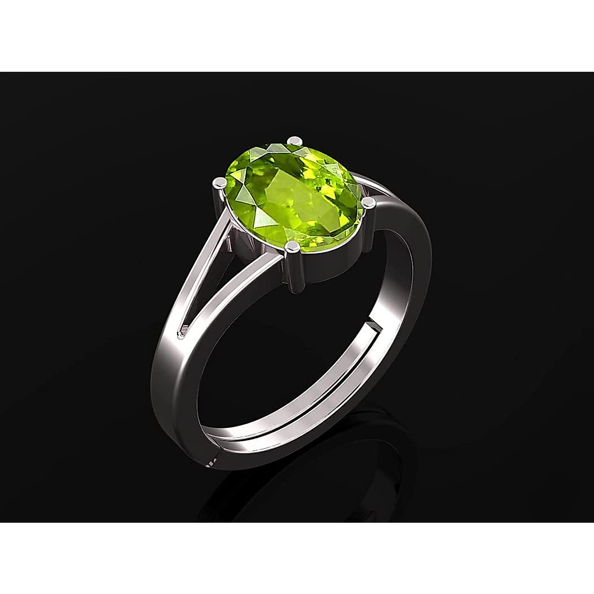 LMDPRAJAPATIS 5.25 carat 925 Sterling Silver With stemp Light Green Natural Peridot Gemstone Ring Lab Tested Astrological Gemstone adjustable Ring For Men Or Women