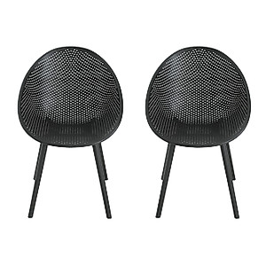 Christopher Knight Home Black Lounge Chairs Set of 2 – Modern Accent Chairs-Resistant Patio Chairs with Mesh Design for Garden, Balcony, or Backyard – Sleek and Comfortable Seating for Outdoor Spaces