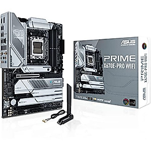 ASUS Prime X670E-PRO WiFi Socket AM5 (LGA 1718) Ryzen 7000 ATX Motherboard(PCIe® 5.0,DDR5,4X M.2 Slots, USB 3.2 Gen 2x2 Type-C®, USB4® Support, WiFi 6E, and 2.5G Ethernet)