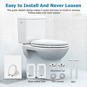 Round Toilet Seat with Built in Potty Training Seat, Potty Training Toilet Seat for Toddlers, Magnetic Kids Seat and Cover, Slow Close and Never Loosen, Fits both Adult and Child, White Round