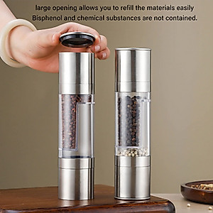 Pepper Grinder, Salt and Pepper Grinder Stainless Steel Dual Head Grind Size Manual Spice Grinder for Home Kitchen
