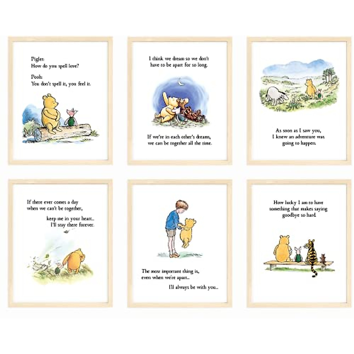 bumbleboo Nistio® Classic Winnie the Pooh Nursery Wall Decor, Winnie the Pooh Print, Winnie the Pooh Playroom Decor, Set of 9 Prints, Piglet, Eeyore, Tigger Nursery Decor, Unframed, 8x10 inches