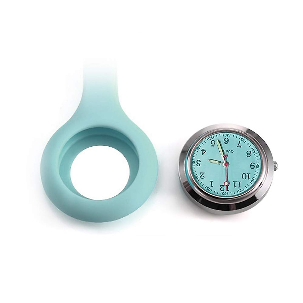 alladaga Set of 3 Nurse Fob Watches, Silicone Doctor Pocket Lapel Clip On Watches Gift (Blue Rose White)