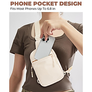 CHOLISS Small Sling Bag for Women and Men, Crossbody Bags Trendy Fanny Packs Chest Bag with Extended Strap, Cream