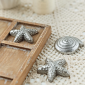 NIKKY HOME Wood Board Travel Game Beach Tic Tac Toe for Fun, Coastal Beach House Coffee Table Decor 8.93 x 8.93 x 1.26 inches - Silver