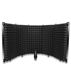 Studio Recording Mic Isolation Shield, Portable Foldable Microphone Reflection Filter with Microphone Shield Acoustic Foam by SUNMON