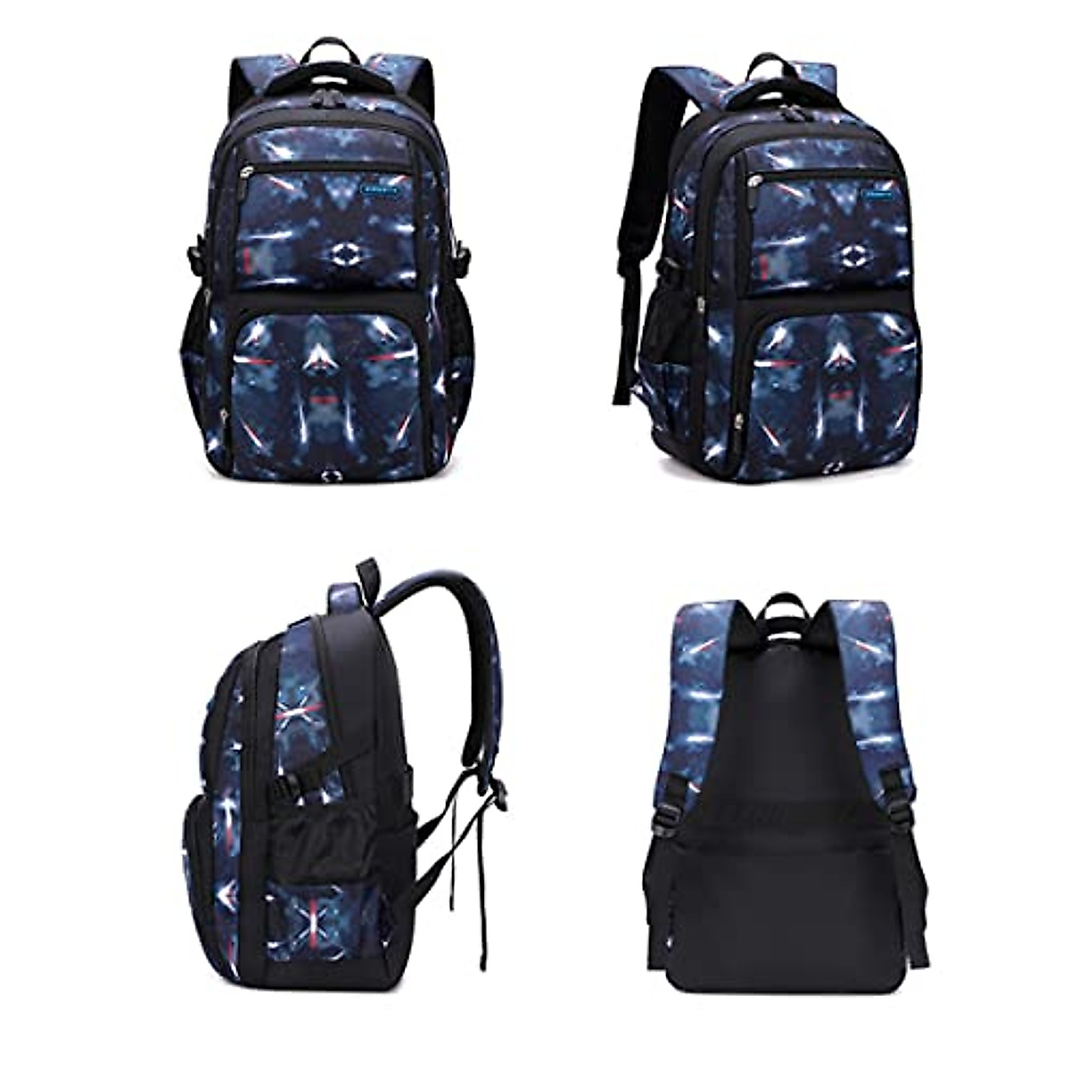 MITOWERMI Boys Backpacks Primary Junior High School Bag Kids Bookbag 3 in 1 Casual Daypack Set Fashion Space Galaxy Printed Durable Knapsack with Lunch Bag