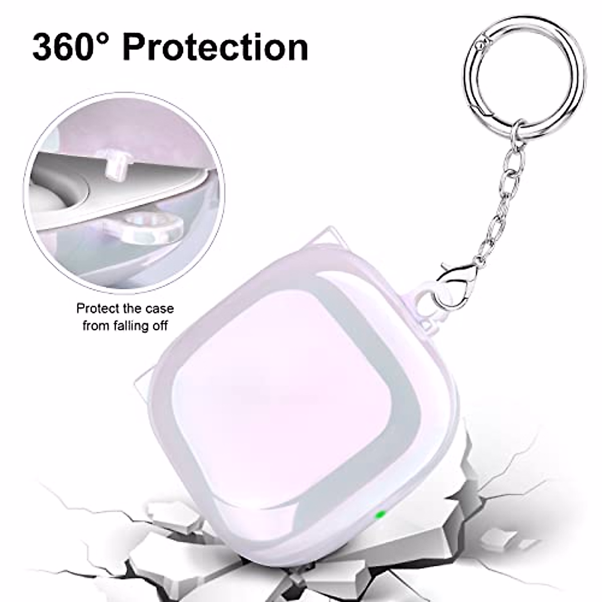 Beats Fit Pro Case Cover, Filoto Laser PC Beats Fit Pro Case for Women Girls, Cute Protective Apple Beats Fit Pro Earbuds Case Cover with Keychain Accessories,White