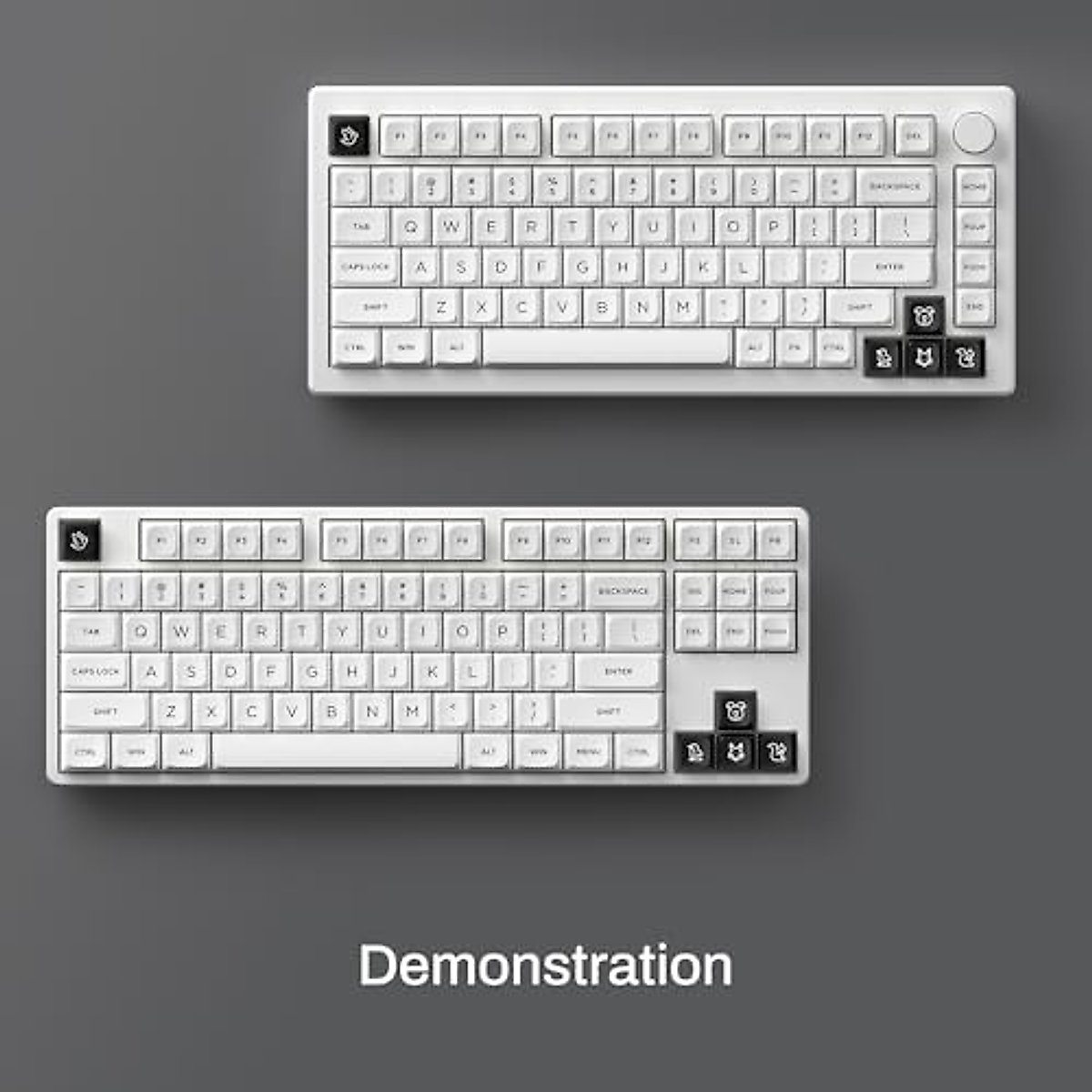 Akko Keycaps Set with MDA Profile Double-Shot Black on White Theme Keycap, Comes with 227 Keys with Standard MX Structure, Compatible with Major-Sizes Mechanical Keyboards