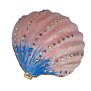 SEVENBEES Seashell Trinket Box Hinged Jewelry Boxes Sea Shell Trinket Box Seashells Ring Holder Figurine Collectible Ring Holder