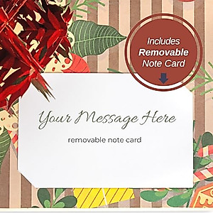 Paper Love 3D Pop Up Christmas Cards, Poinsettias Plant, 3D Popup Greeting Cards, Gift For Christmas or Holidays, 5" x 7" Cover - Includes Envelope and Note Tag