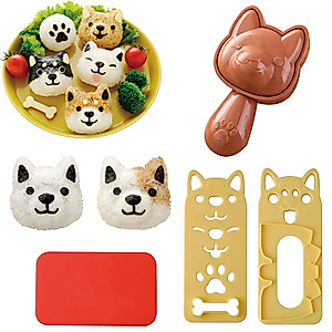 Rice Ball Molds for Kids Cute Dog Pattern Sushi Mold Rice Shaper Onigiri Mold Bento Accessories DIY Kitchen Tools with Nori Seaweed Punch Cutter