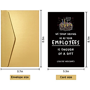 Obbyidk Funny Happy Birthday Card for Employer Leader, Birthday Card for Boss Managers, Happy Boss’s Day Card Gift, As Your Employees Is Enough of a Gift