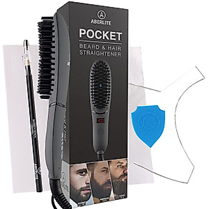 Aberlite Bundle - Beard Straightener Kit, Ultimate Neckline Shaping Tool, Patented Hair Lineup Stencil Guide Trimmer for Men, Ideal Gift