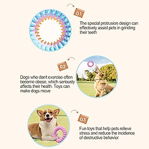 FINLALO Rubber Dog Toys, Pet Supply Outdoor Dog Ring Toy, Chew Toy Supports Dog Dental Health, Puppy Teething Toys for Small Medium Dogs (Blue)