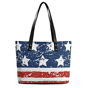 Womens Handbag American Flag Leather Tote Bag Top Handle Satchel Bags For Lady