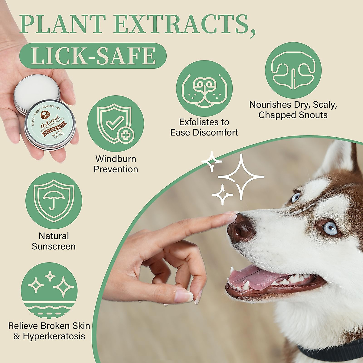 Pet Nose Balm for Dogs & Cats - Natural Healing & Moisturizing Balm for Dry, Cracked Snouts - Plant-Based, Soothing Skin Formula