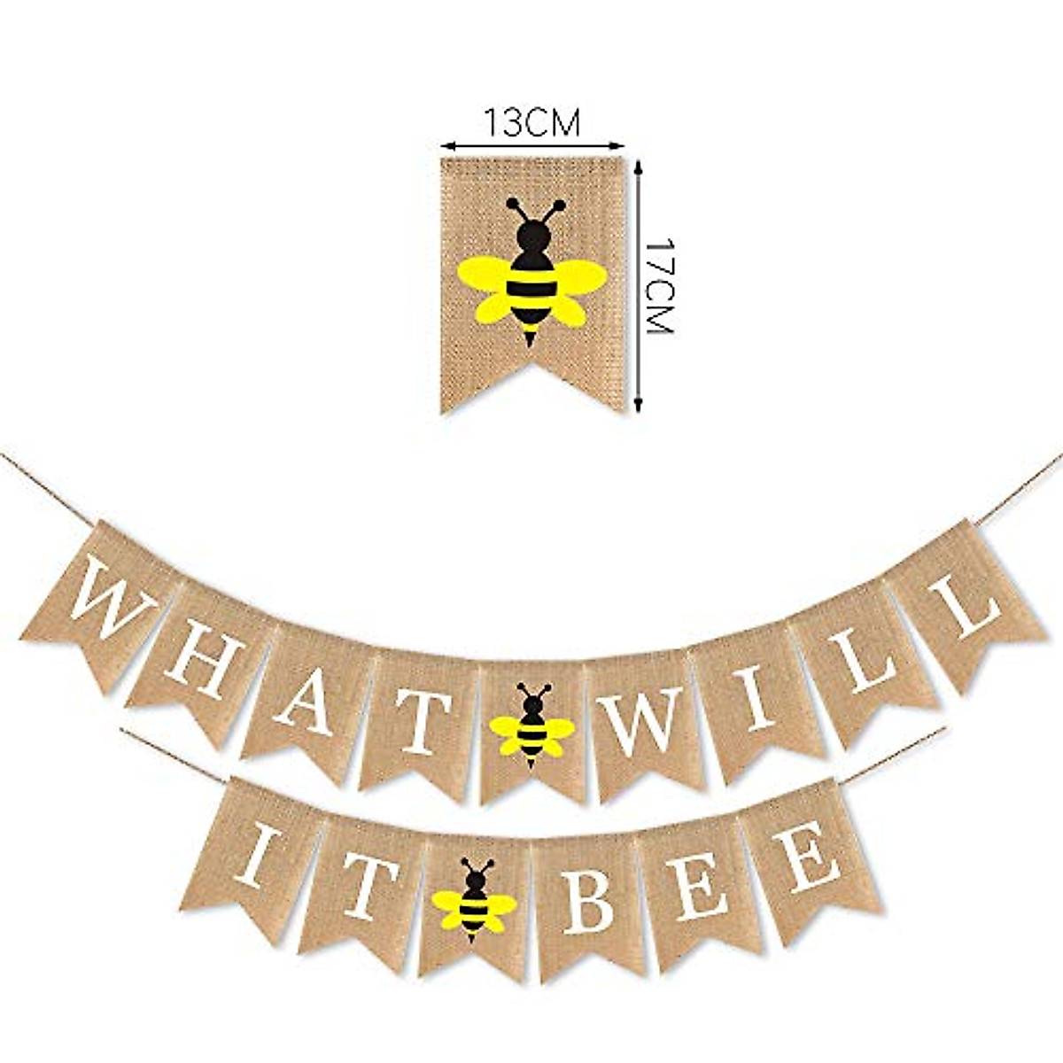 SWYOUN Burlap What Will It Bee Banner Bumble Bee Theme Garland Gender Reveal Boy or Girl Party Decoration Supplies